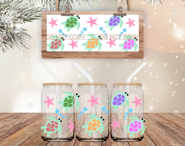Sea Turtles - 16 oz Libbey Glass Can Wrap – Crafty Bucks