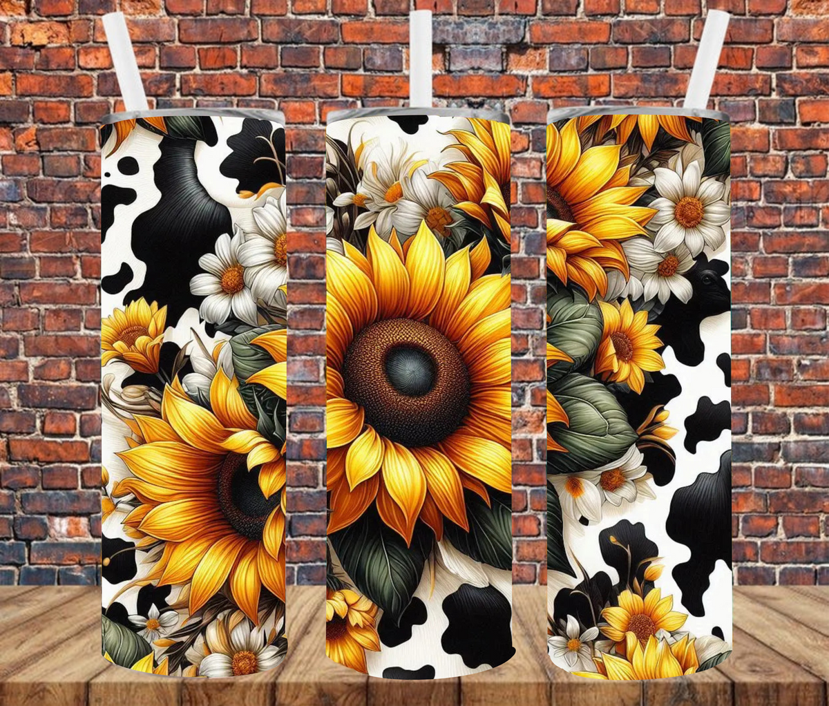 Sunflowers & Cow Print - Tumbler Wrap - Sublimation Transfers – Crafty ...