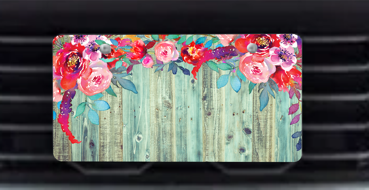 Country Wood & Floral - Pre-Printed License Plates - License Plates ...