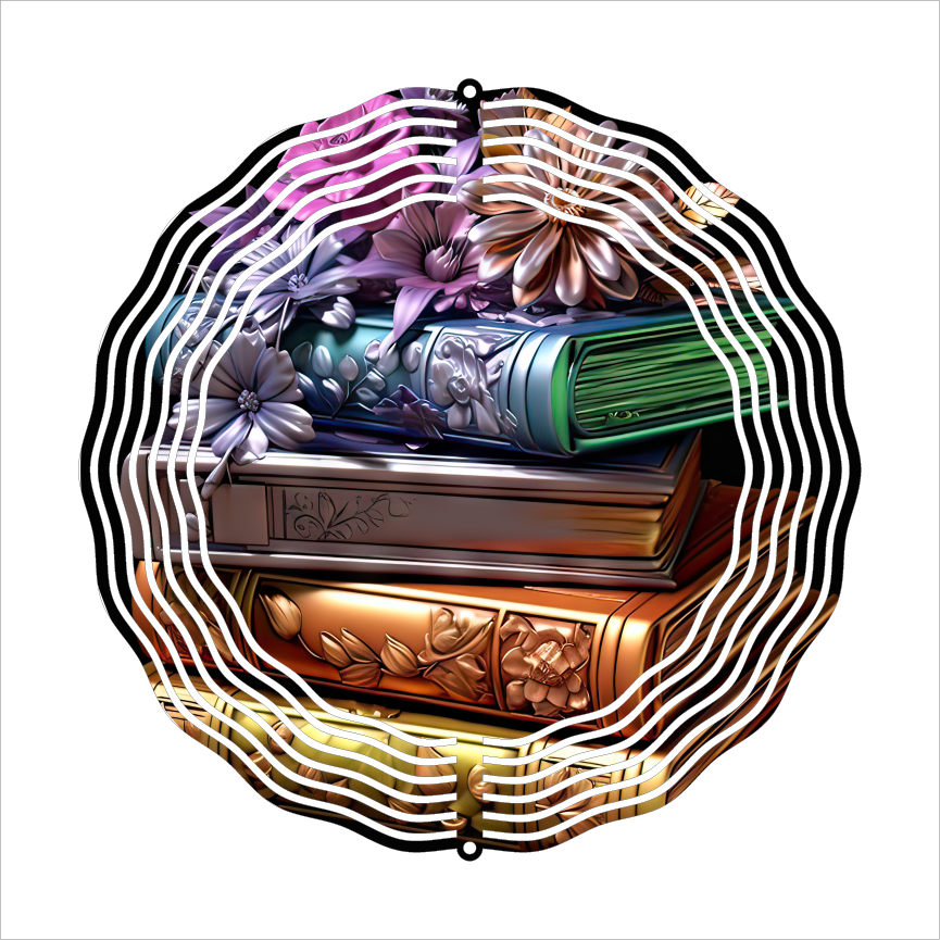 3D Metal Effect Stacked Books - Wind Spinner - Sublimation Transfers ...