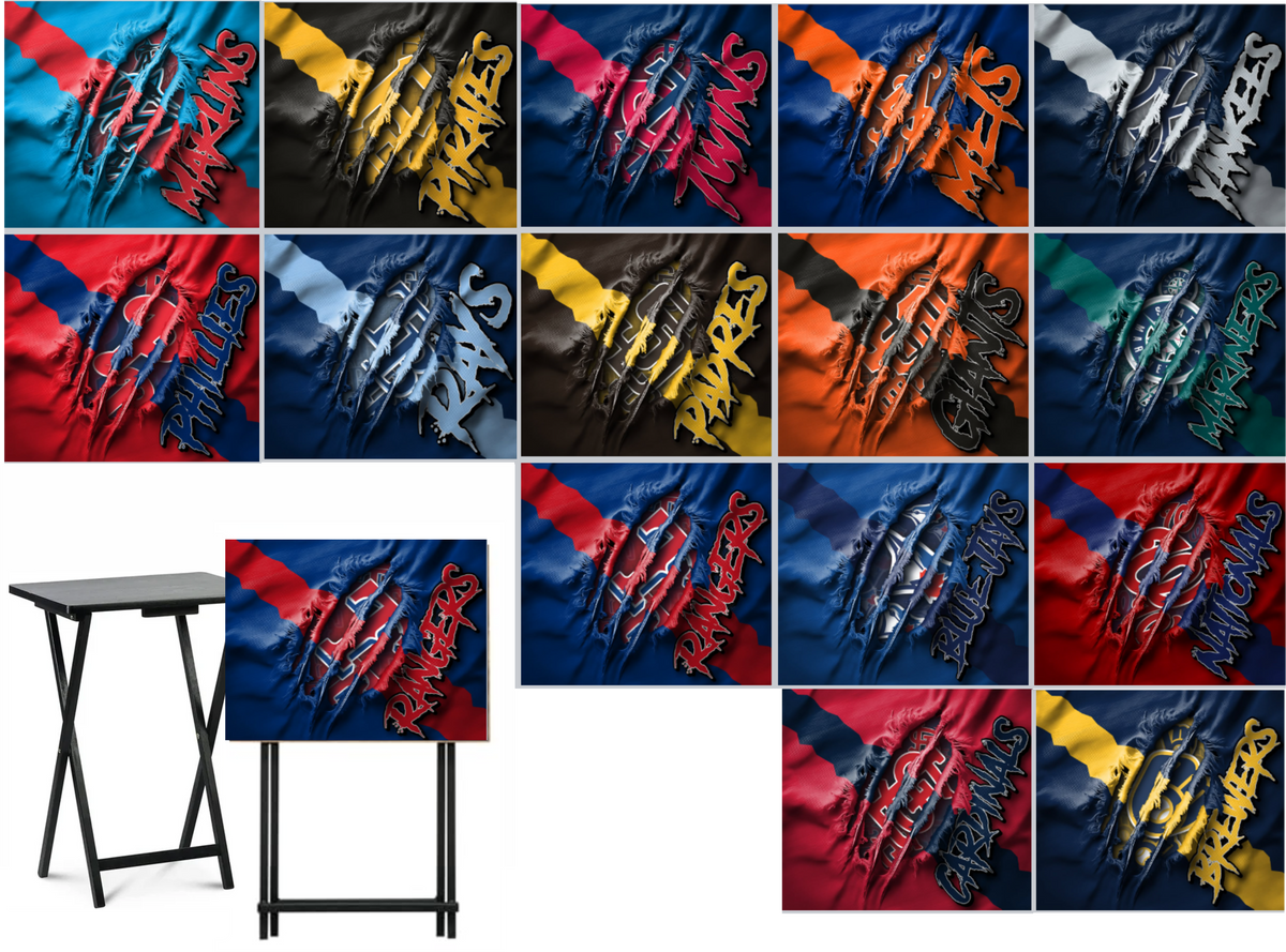 Baseball - Choose Team (Set 2) - Ripped Fabric Effect - Tray Table Wra ...