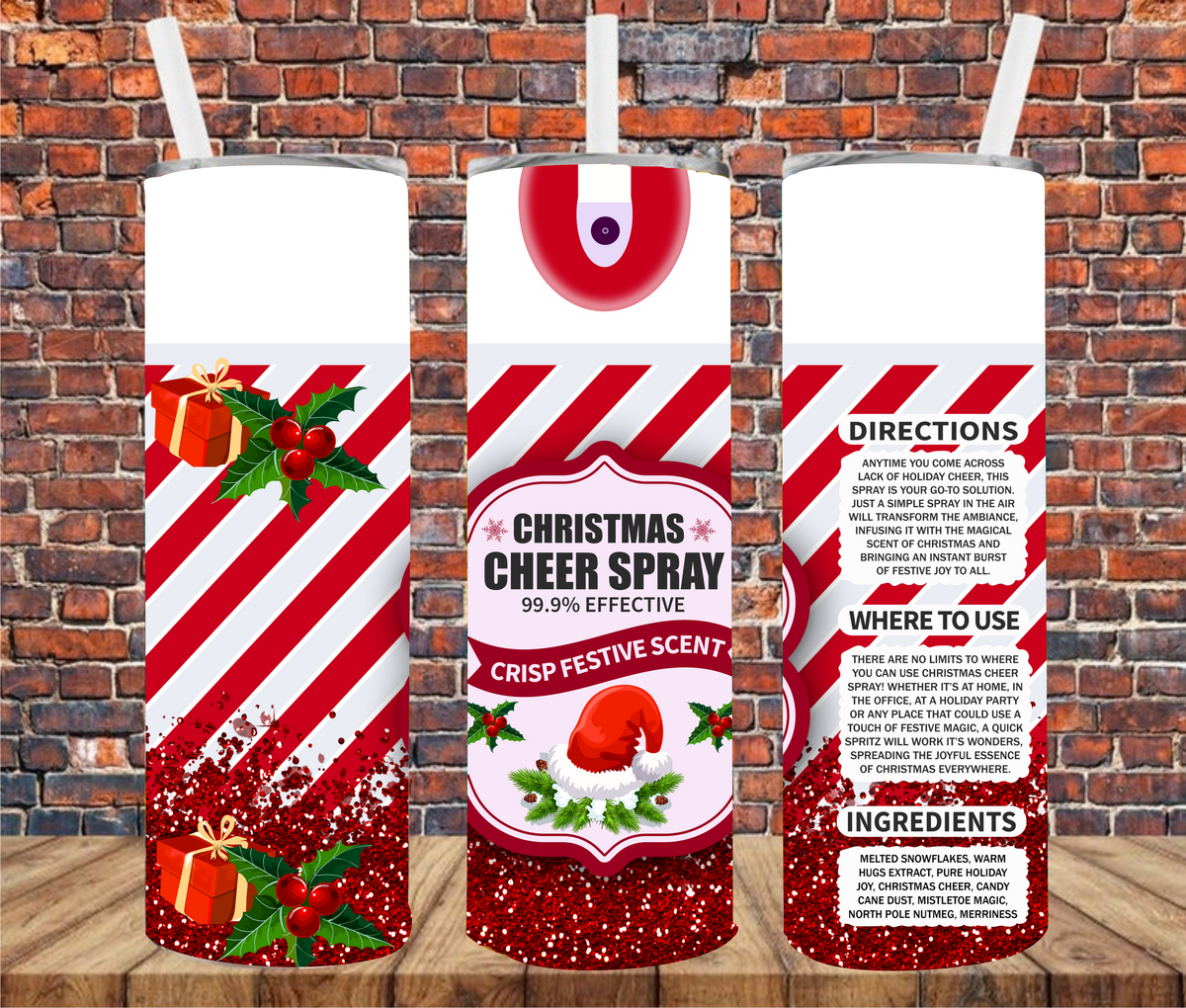 Christmas Cheer Spray - Tumbler Wrap - Sublimation Transfer – Crafty Bucks