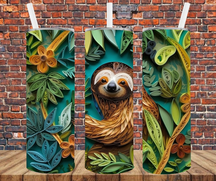 Quilled Sloth - Tumbler Wrap - Sublimation Transfers – Crafty Bucks