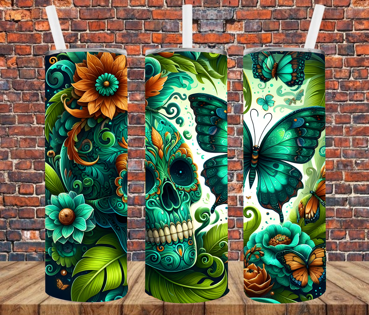 Skull & Butterfly - Tumbler Wrap - vinyl Transfers – Crafty Bucks