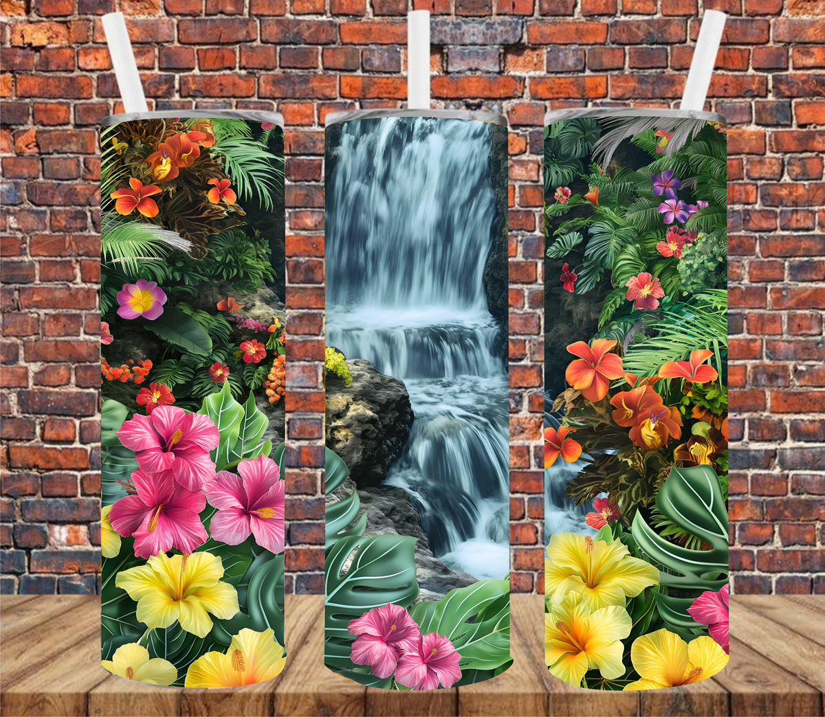Tropical Waterfall - Tumbler Wrap - Sublimation Transfer – Crafty Bucks