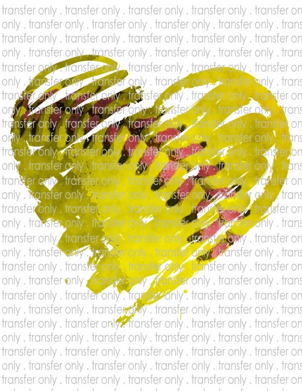Distressed Softball Heart - Waterslide, Sublimation Transfers – Crafty ...