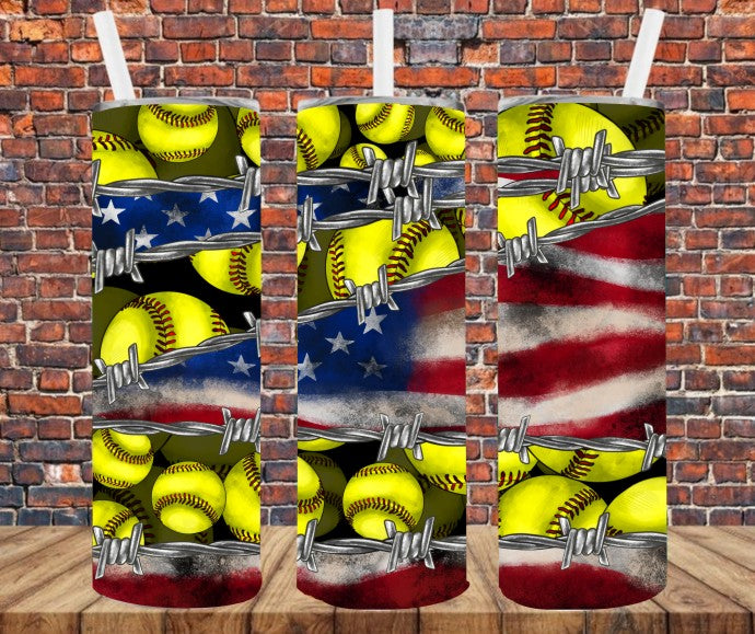 Patriotic Softball - Tumbler Wrap Sublimation Transfers – Crafty Bucks